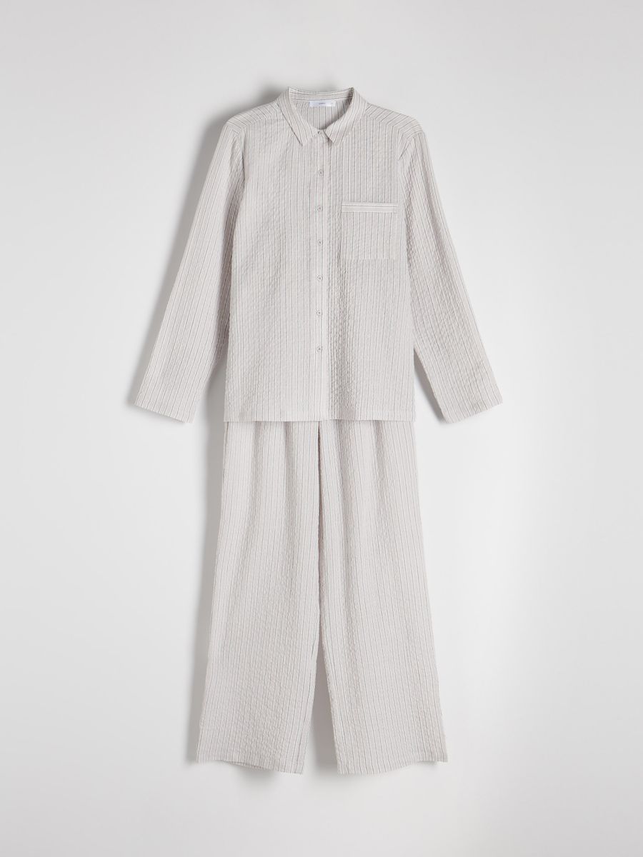 Komplet dvodijelne pidžame s visokim udjelom pamuka Boja krem - RESERVED - 140BJ-01X