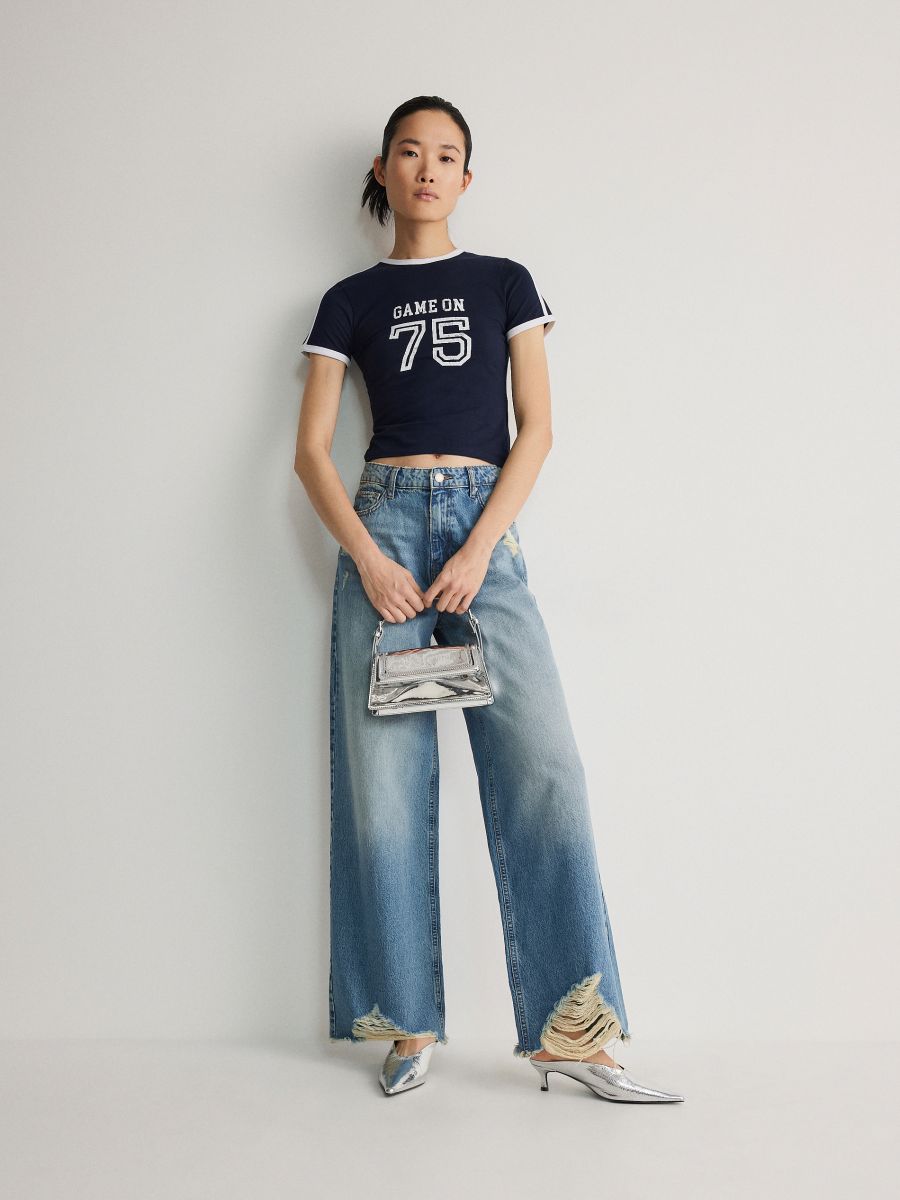 T-shirt with print Color navy - RESERVED - YT089-59X