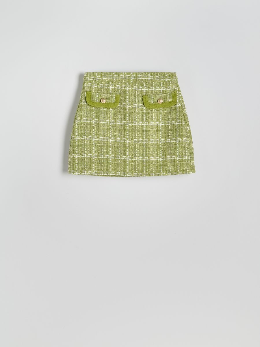 Mini suknja od tvida boja žuto zeleno - RESERVED - ZN179-71X