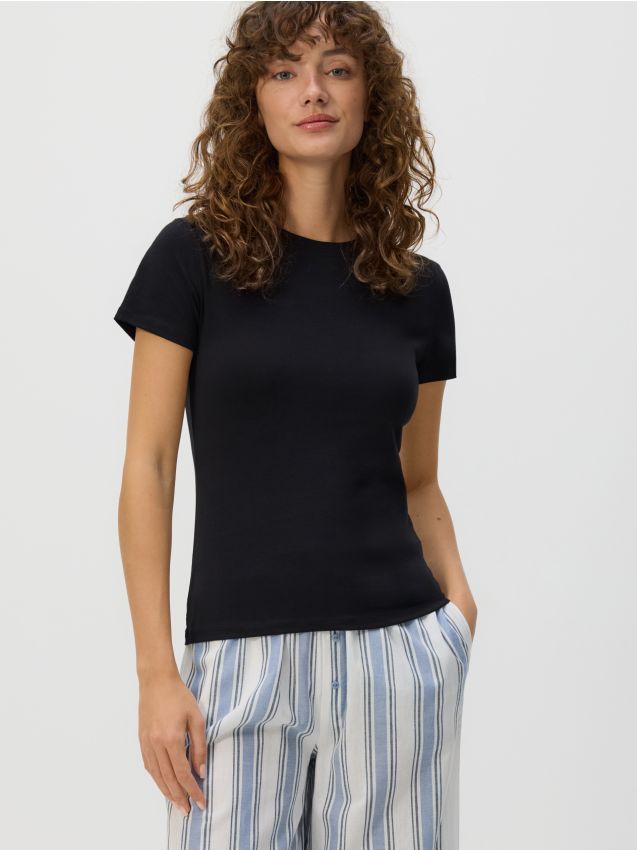 Bawełniany t-shirt 2 pack Kolor złamana biel - RESERVED - 011HE-01X