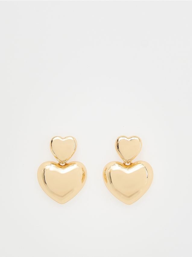Náušnice ve tvaru srdcí Barva zlatý - RESERVED - 056CP-GLD