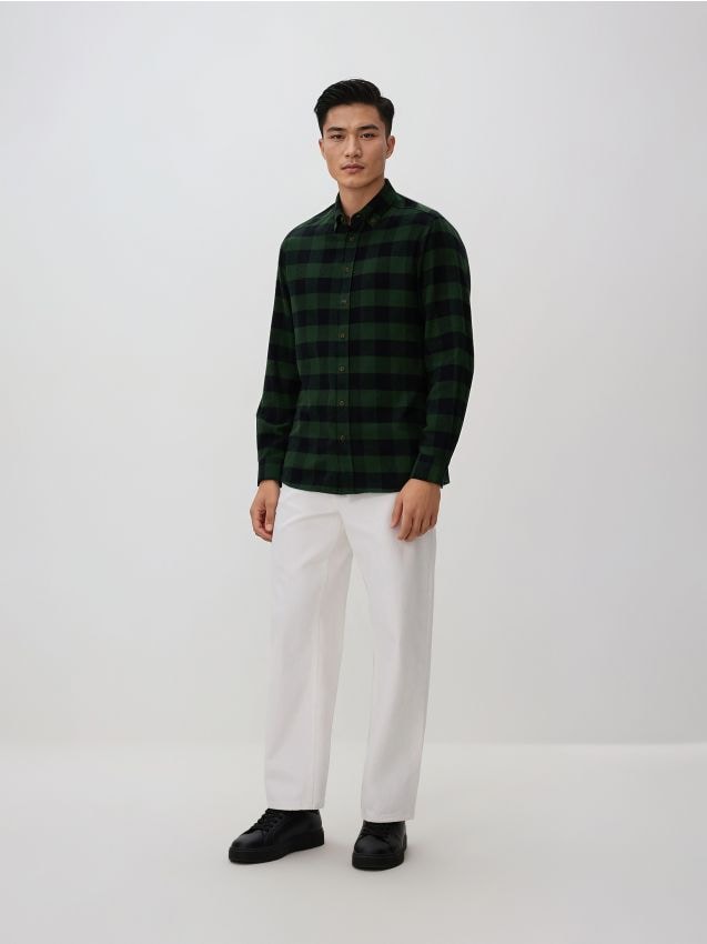 Camicia regular fit a quadri Colore verde - RESERVED - 078DO-77P