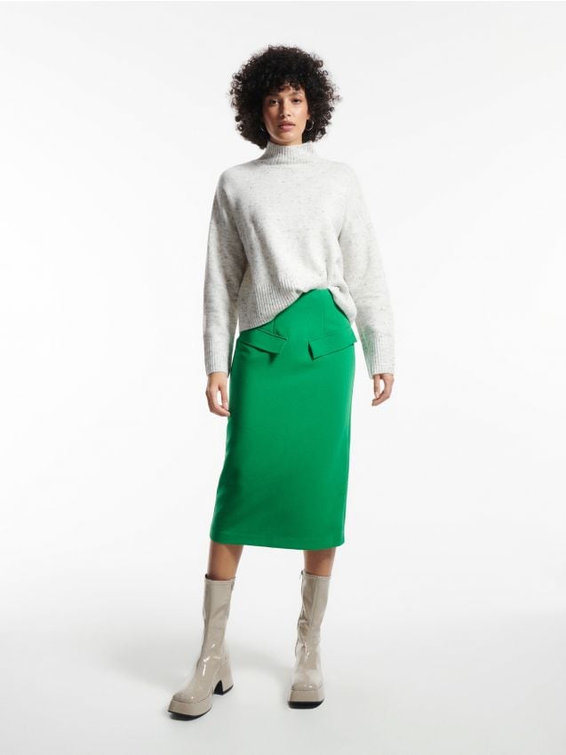 Plain midi skirt Color green - RESERVED - 1135C-77X