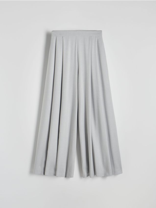 Široké kalhoty se záložkami Barva světle šedá - RESERVED - 2591I-09M