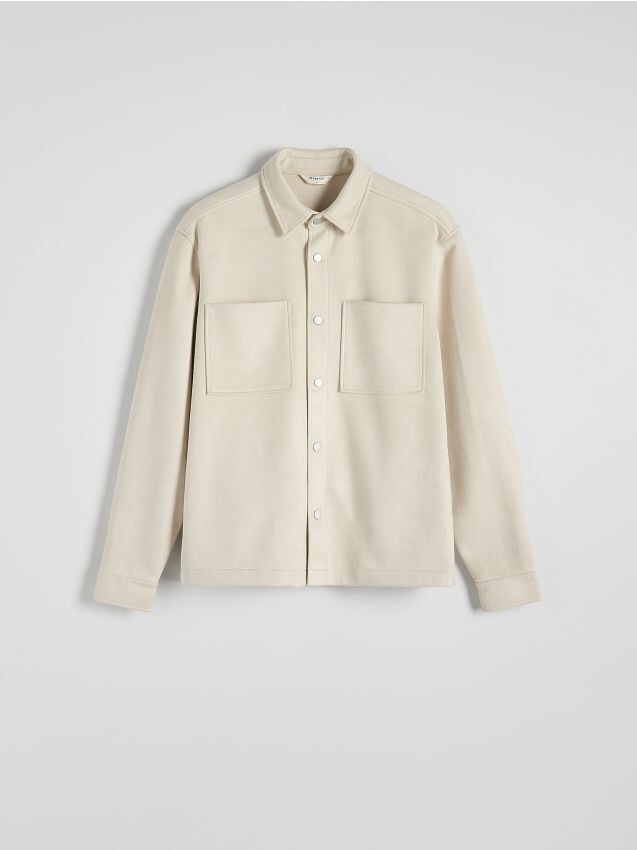 Jachetă shacket, cu guler Culoare crem - RESERVED - 4161C-01X