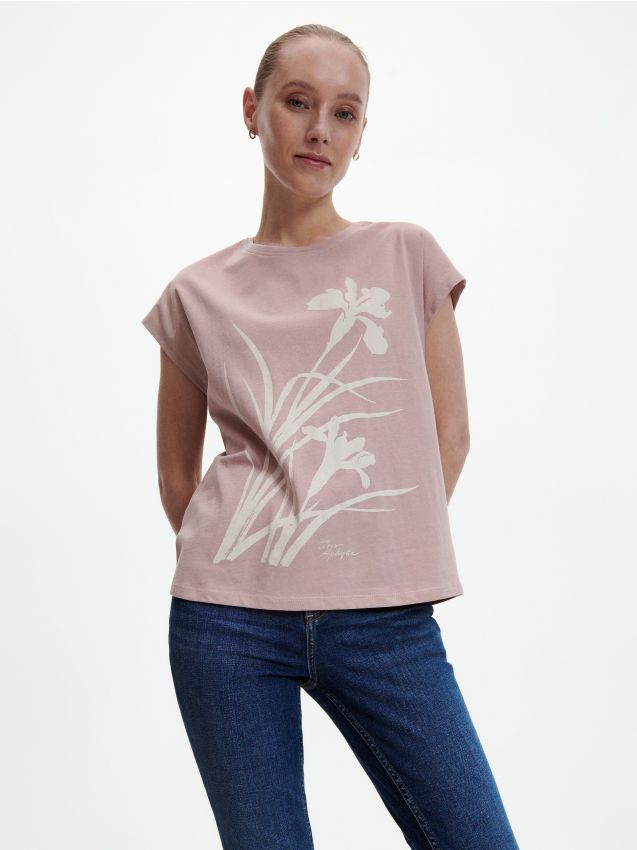 Tricou kimono cu imprimeu Culoare roz-pudră - RESERVED - 6084B-39X