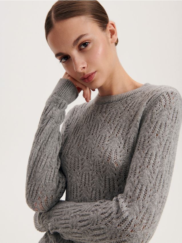 Openwork pattern jumper Color light grey - RESERVED - 6482V-09M