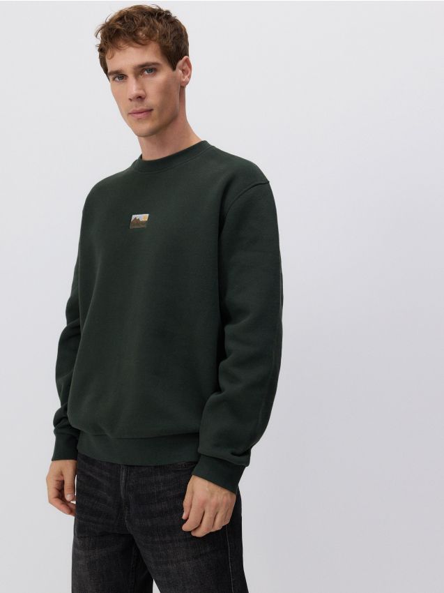 Sweatshirt with patch Color green - RESERVED - 6904H-77X