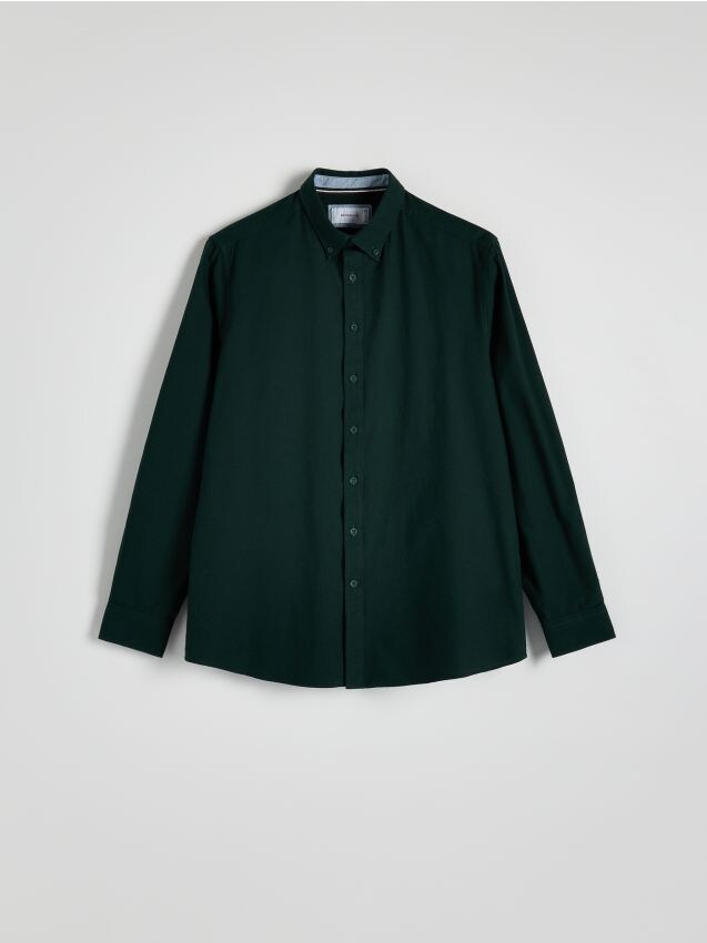Regular fit cotton shirt Color dark green - RESERVED - 8448H-79X