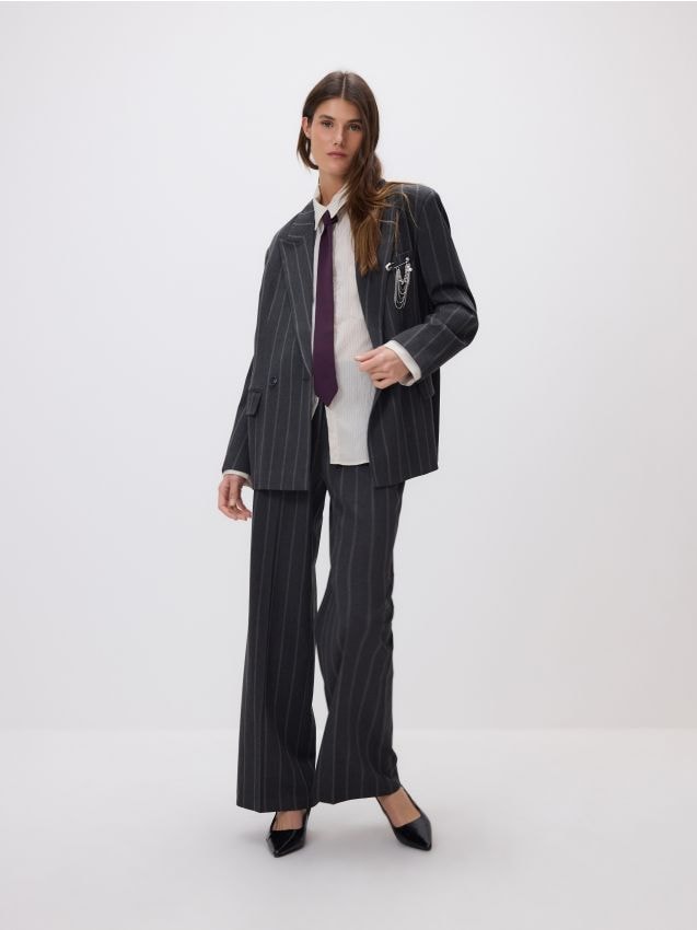 Viszkózkeverék blézer Szín sötétszürke - RESERVED - 931HF-90P