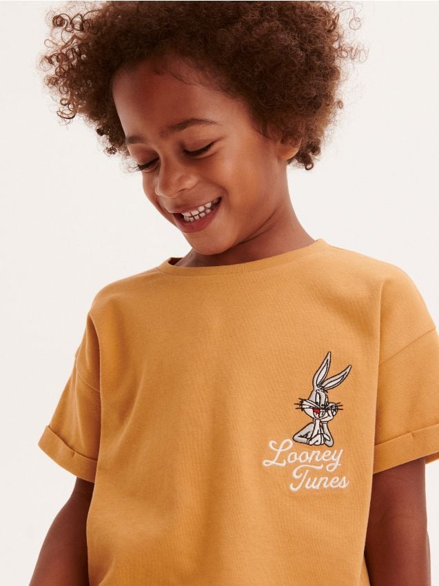 Tricou Looney Tunes Culoare brun-auriu - RESERVED - YF994-82X